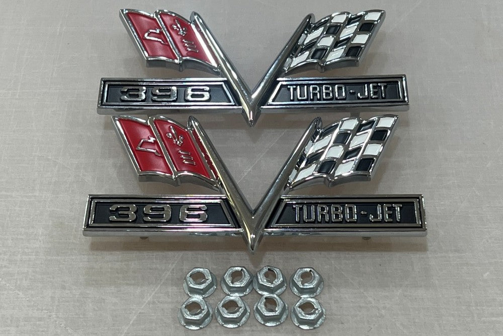 1967 Camaro 396 Turbo-Jet Flags Front Fender Emblems (Pair) – Screaming ...